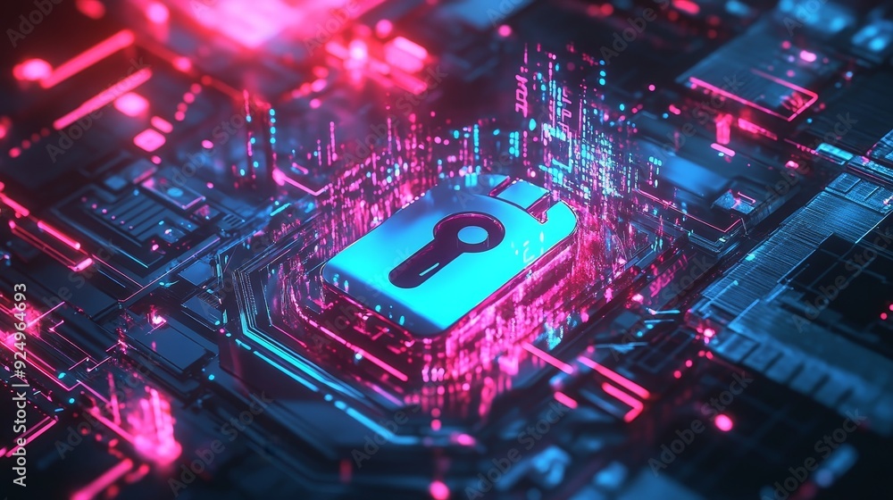 Cybersecurity And Data Protection A Key To Secure Technology A Glowing Key Symbol Represents