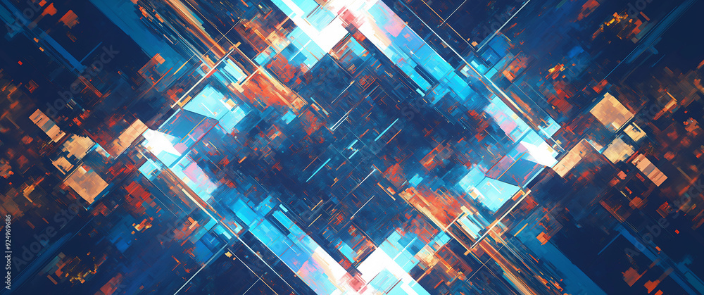 Cyberspace abstract image in anime or game style, acrylic, spiritual ...