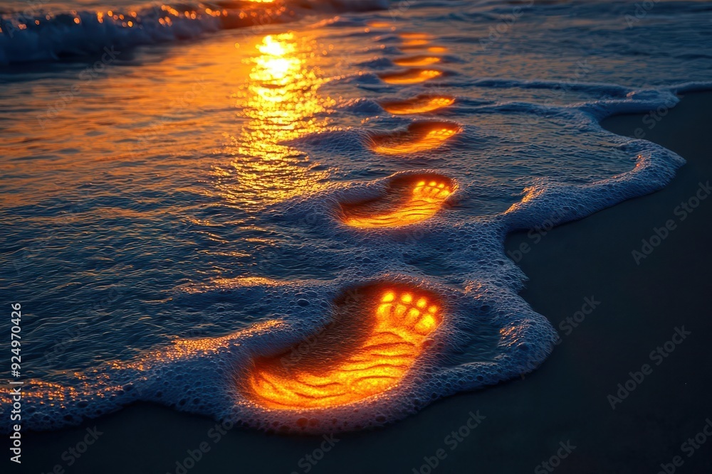 divine footprints glowing ethereal footsteps of jesus trailing across ...