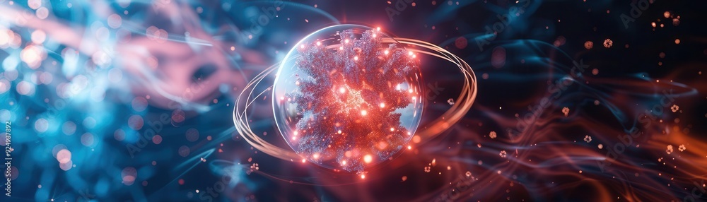 Electrons Moving Around Nucleus Electron Cloud Front View Electrical