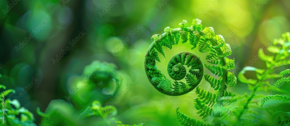 Lush, curly fern plant of the Polypodiopsida or Polypodiophyta family ...