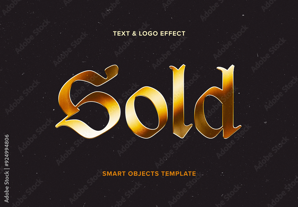 Gold Gradient Text And Logo Effect Mockup Stock Template | Adobe Stock