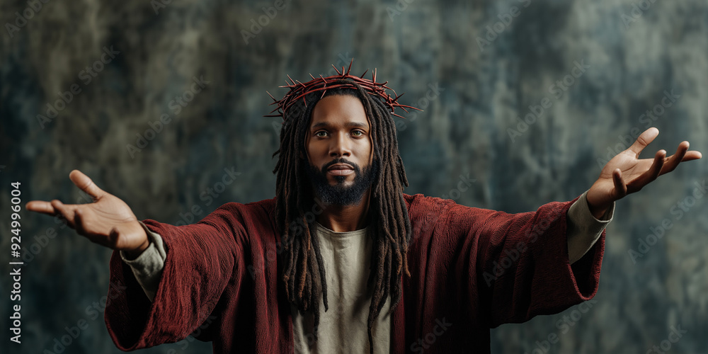 Foto de Handsome African American Jesus Christ with Dark Skin, Green ...