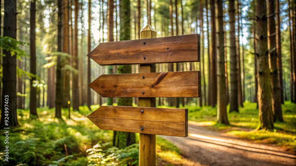 Rustic wooden directional sign with arrows pointing in different ...