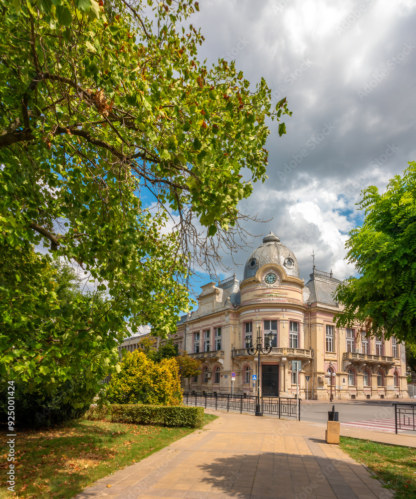 elegant streets in Ruse (Rousse, Russe) on the right bank of the Danube ...