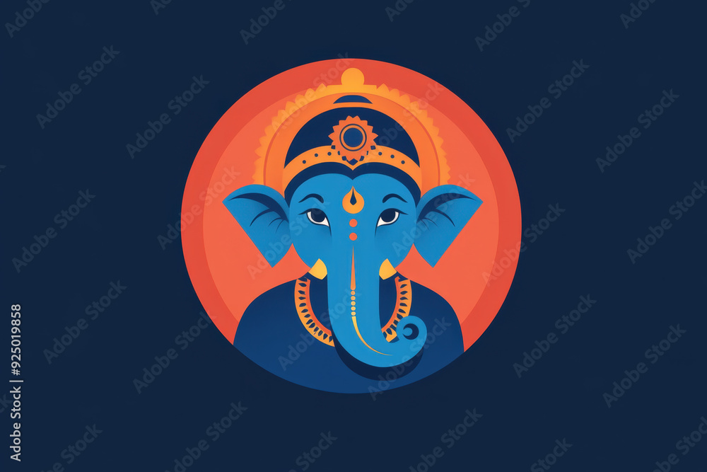 Colorful illustration of lord ganesha inside a circle celebrating ...
