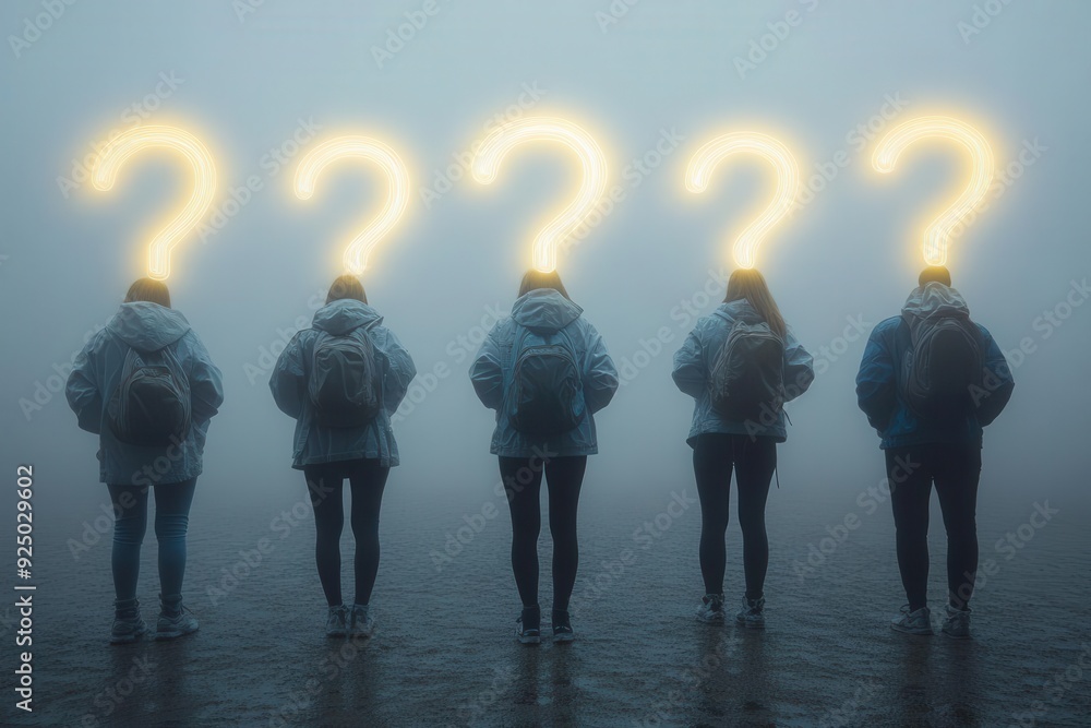 conceptual illustration of silhouetted figures holding giant glowing ...