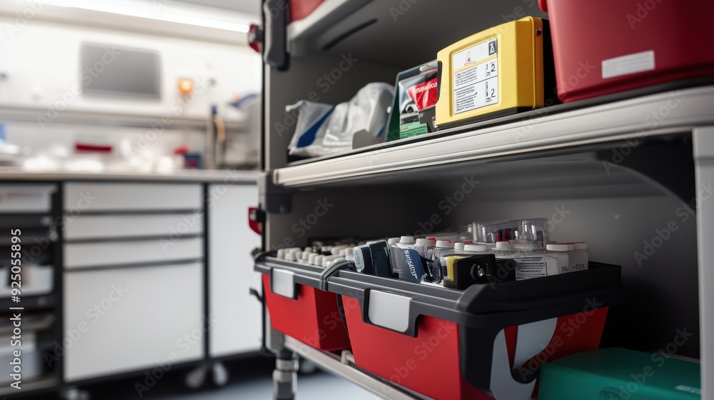 Medical Emergency Crash Cart with Defibrillator and Medications Ready ...