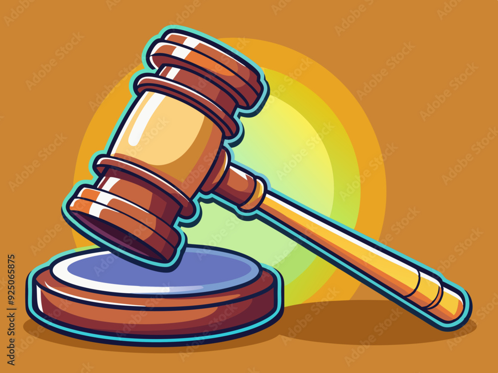 cartoon vector illustration of gavel, isolated background, law and ...