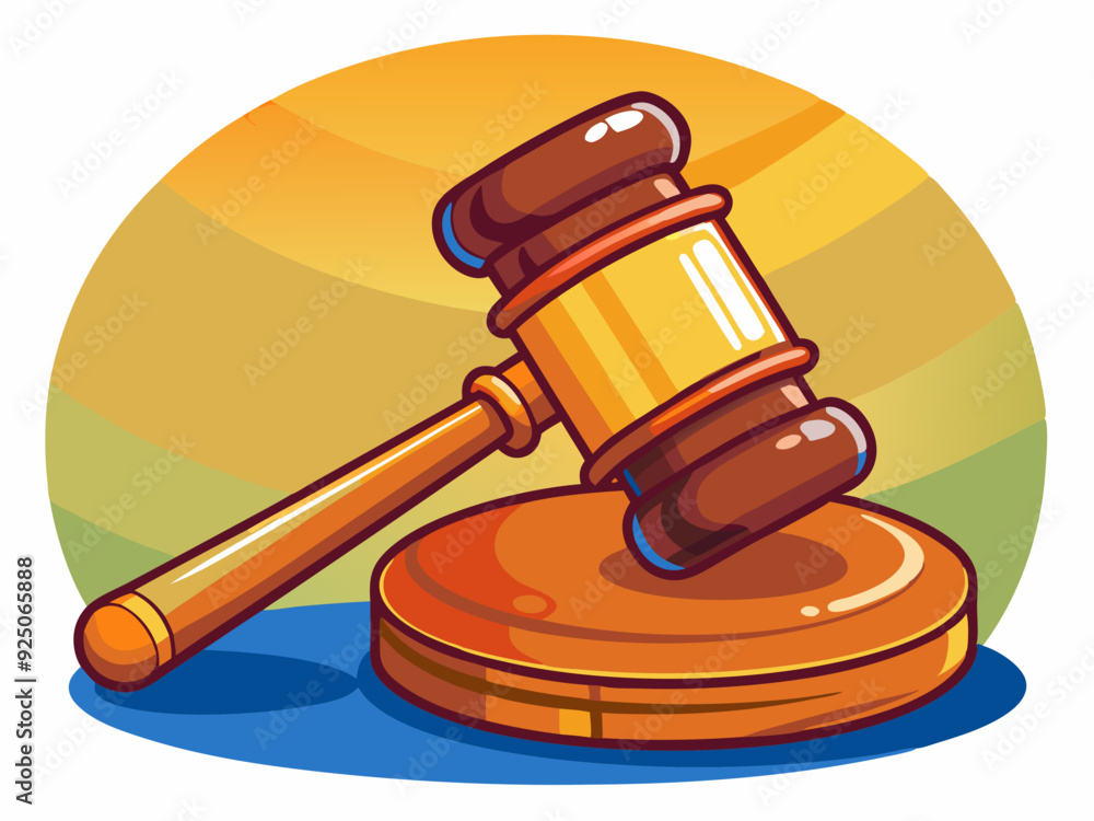 cartoon vector illustration of gavel, isolated background, law and ...