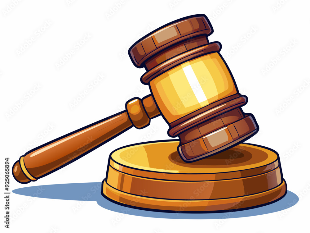 cartoon vector illustration of gavel, isolated background, law and ...