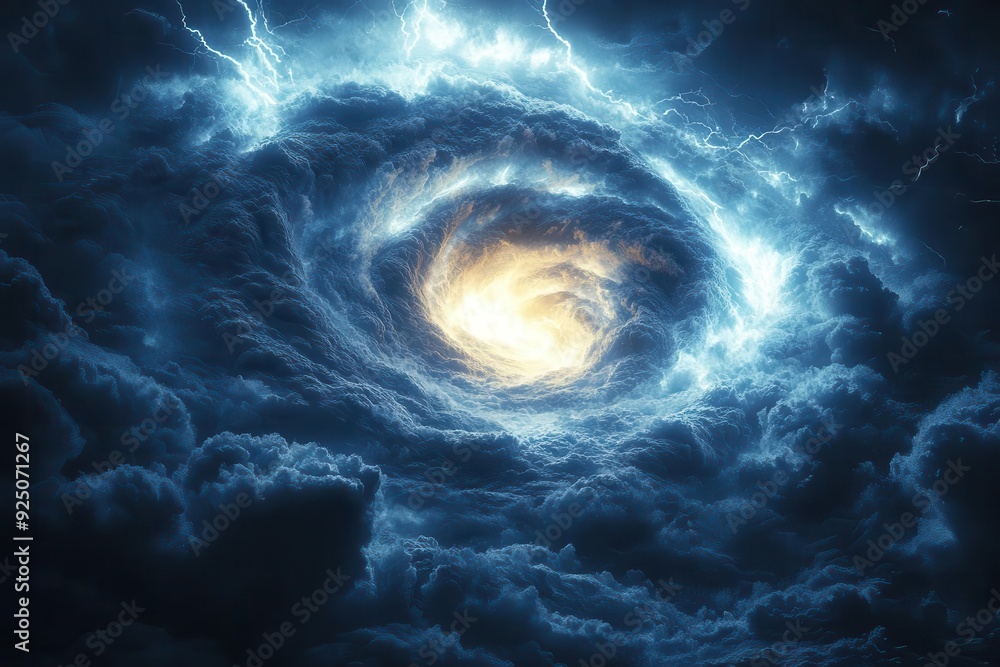 dramatic hurricane symbol stylized cyclone icon against ominous sky ...