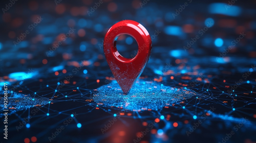 Navigation on a map using GPS, Transportation delivery, location on the ...