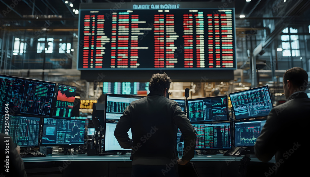 Bustling stock market floor alive with trading energy, ultra-realistic ...