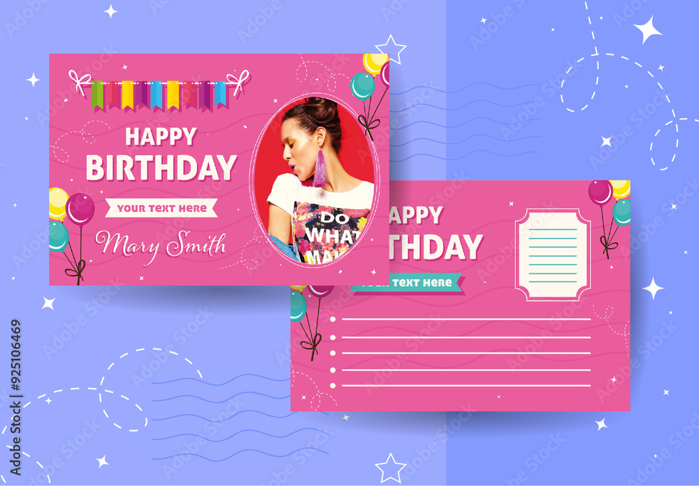 Colorful Birthday Cards Template With Generative AI Stock Template ...