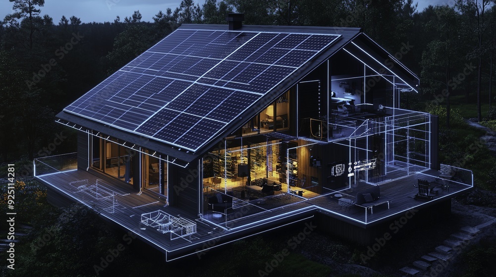 3D rendering of the interior and exterior of an entire house ...