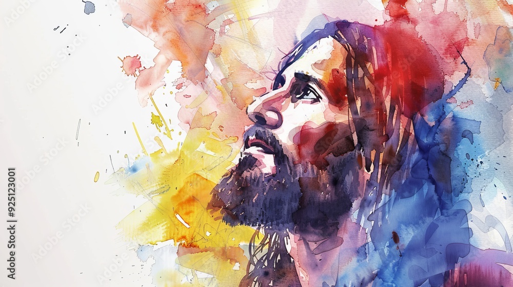 high-resolution Jesus watercolor painting , printable Jesus watercolor ...