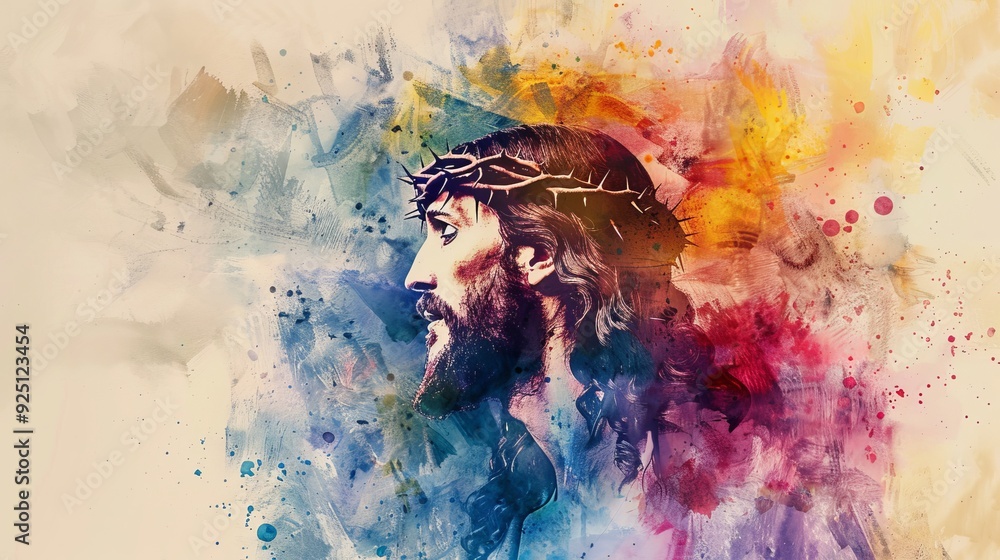 high-resolution Jesus watercolor painting , printable Jesus watercolor ...