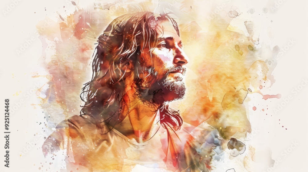 high-resolution Jesus watercolor painting , printable Jesus watercolor ...