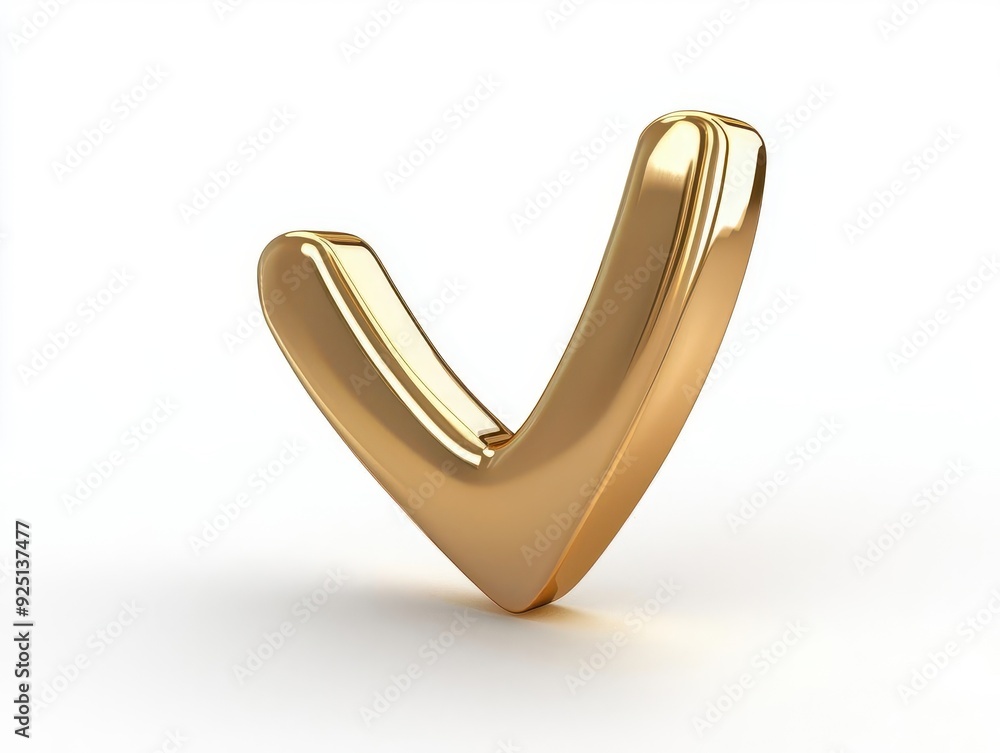 3D golden check mark symbol isolated on white background. Stock ...