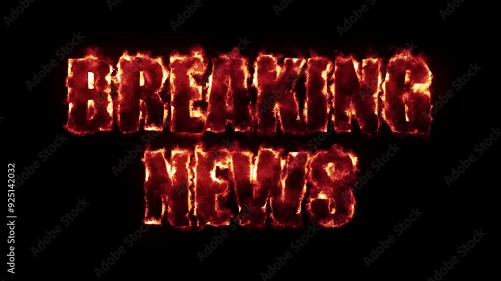 "Breaking News" animated text art with fire effect. Letters using ...