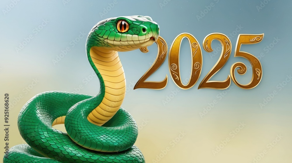 Green snake and gold metal inscription 2025, the snake as a symbol of ...