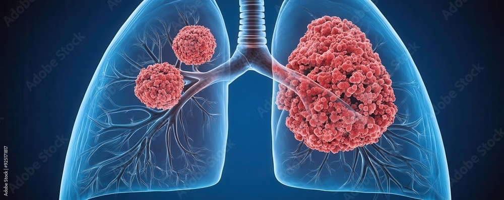 Medical diagram comparing a normal lung with a lung infiltrated by ...