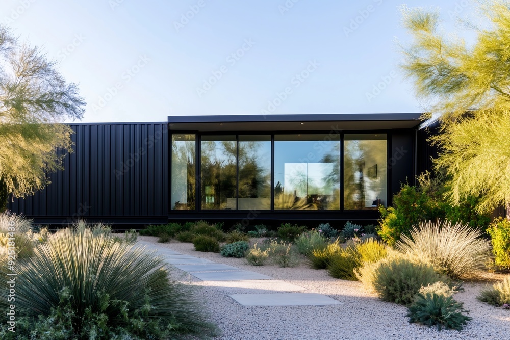 sleek, single-story shipping container home with a minimalist design ...