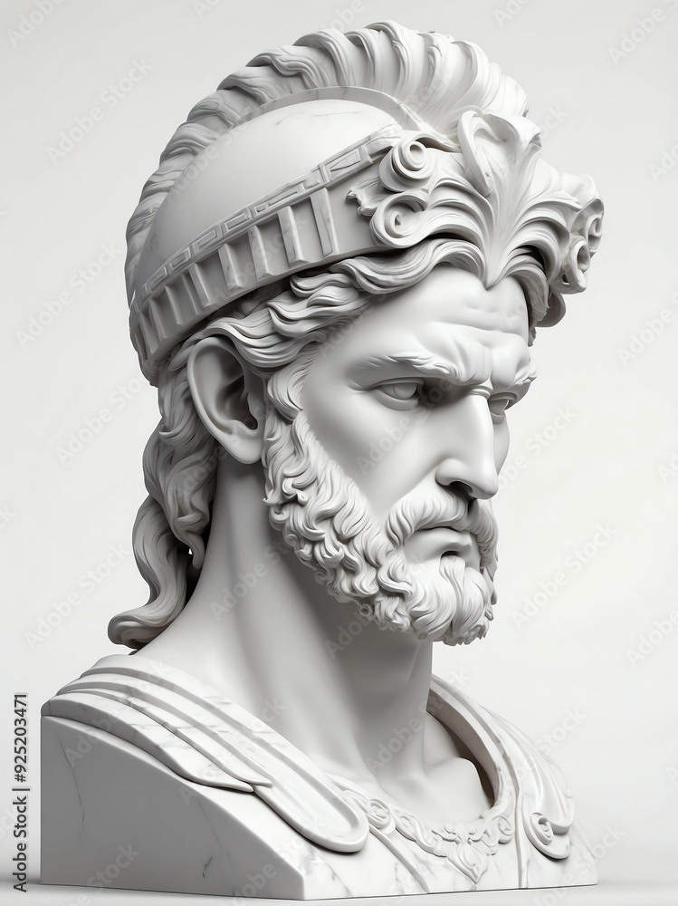 greek god ares marble statue head bust isolated on a w background Stock ...