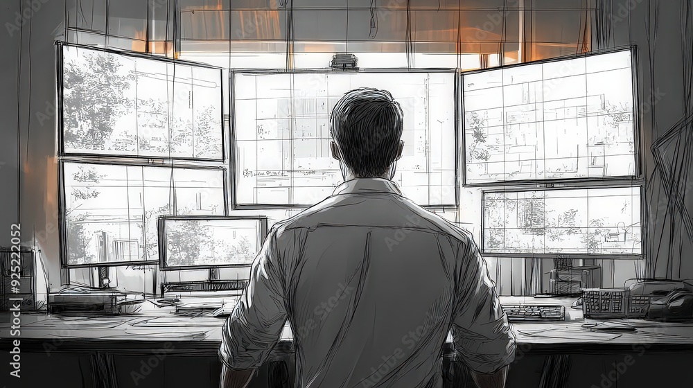 linear storyboard sketch with sequential frames illustrating key scenes ...