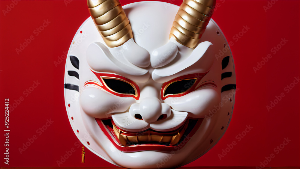 Traditional Japanese Mask: A modern take on cultural symbols with gold ...