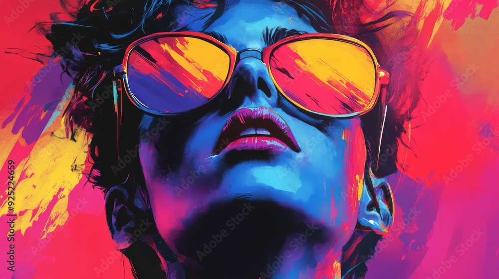 Vibrant celebration of 80s music, featuring colorful and dynamic ...