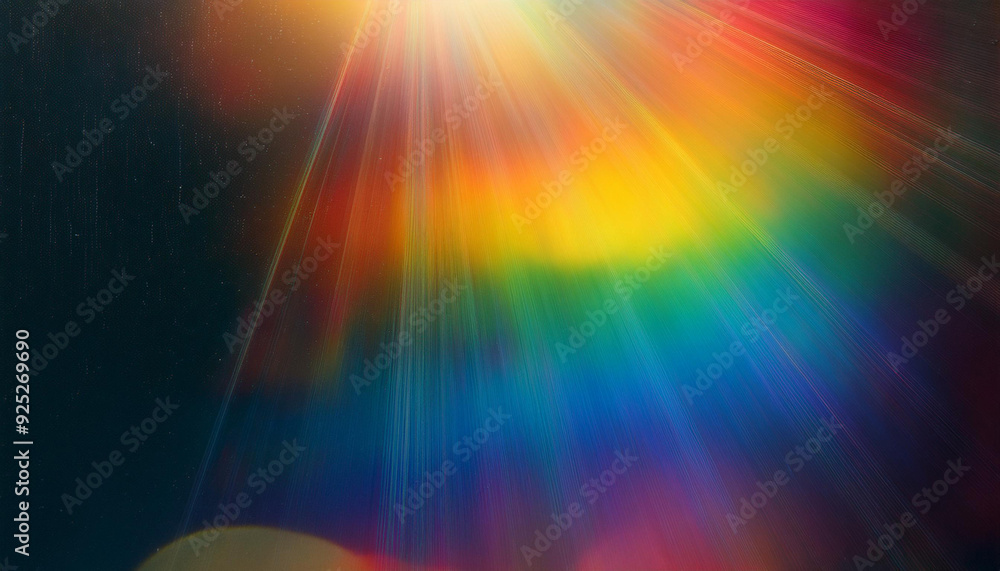 Abstract Rainbow Light Spectrum Refraction on Dark Surface, Vibrant ...