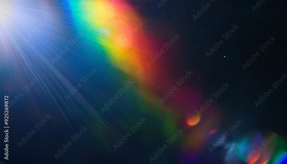 Abstract Rainbow Light Spectrum Refraction on Dark Surface, Vibrant ...