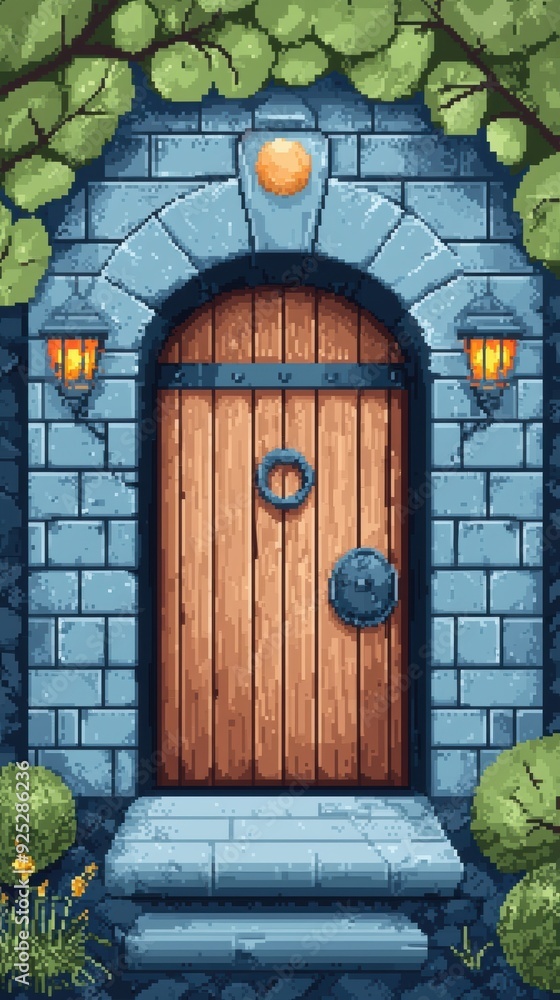 8-bit pixel art dungeon backdrop featuring dark tones and simple design ...