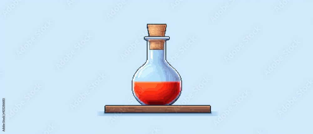 Pixel art health potion icon in rpg game style with bright red liquid ...