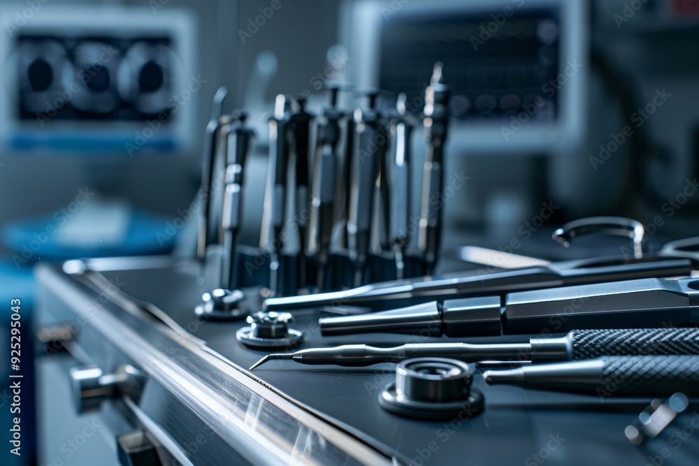 Assorted Types of Tools on a Table, Precision surgical tools controlled ...