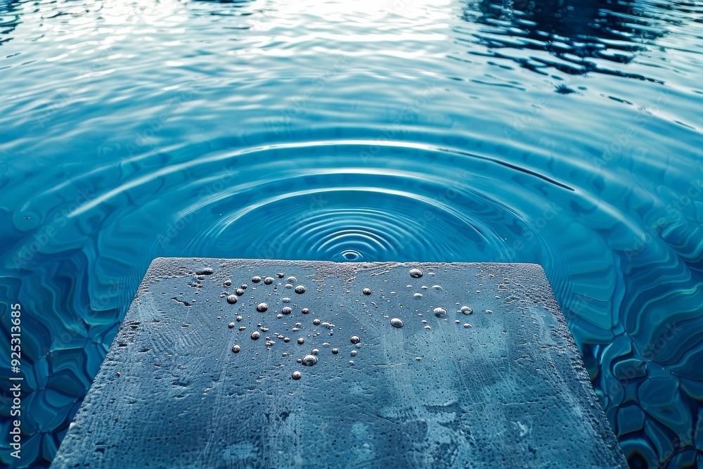 A concrete platform stands in the center of a body of water, with ...