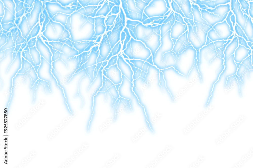 Blue lightning bolt effect isolated on transparent background ...