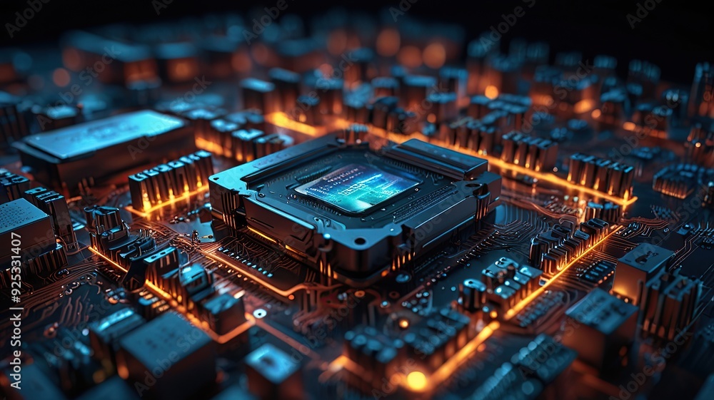 Abstract technology circuit design CPU motherboard of a computer board ...