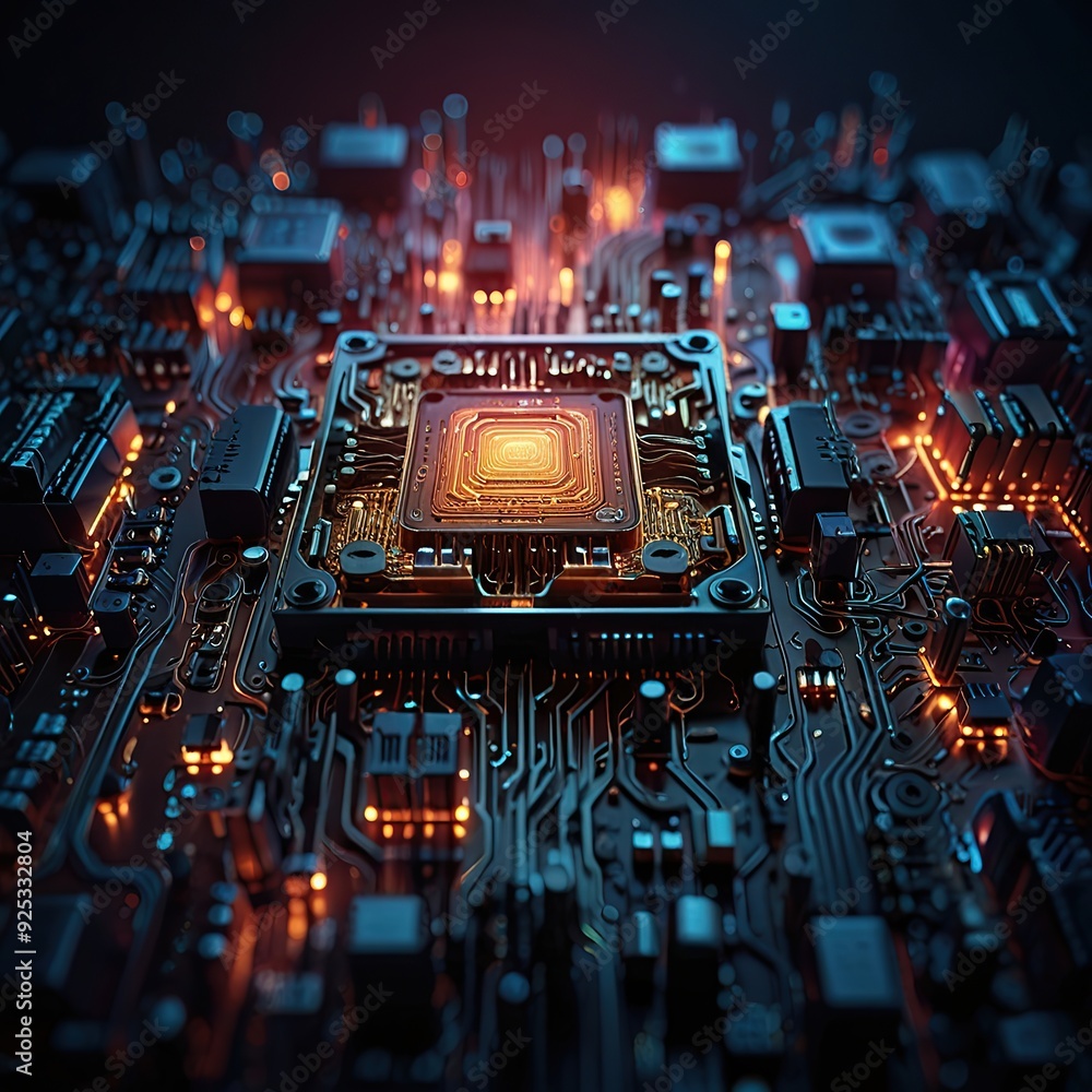 Abstract technology circuit design CPU motherboard of a computer board ...