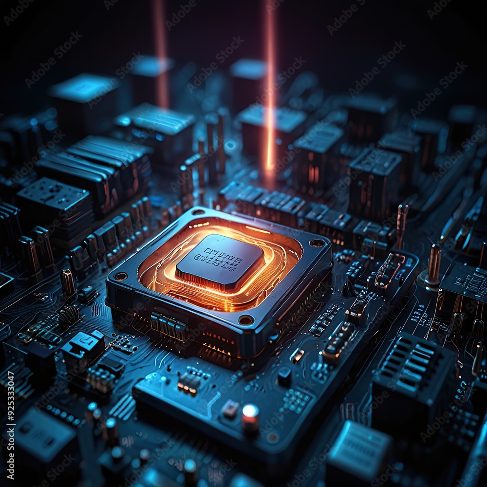 Abstract technology circuit design CPU motherboard of a computer board ...