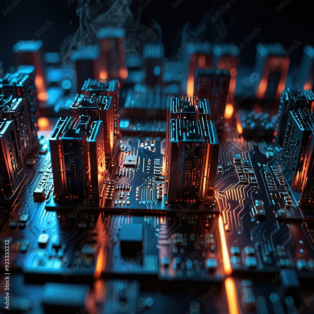 Abstract technology circuit design CPU motherboard of a computer board ...