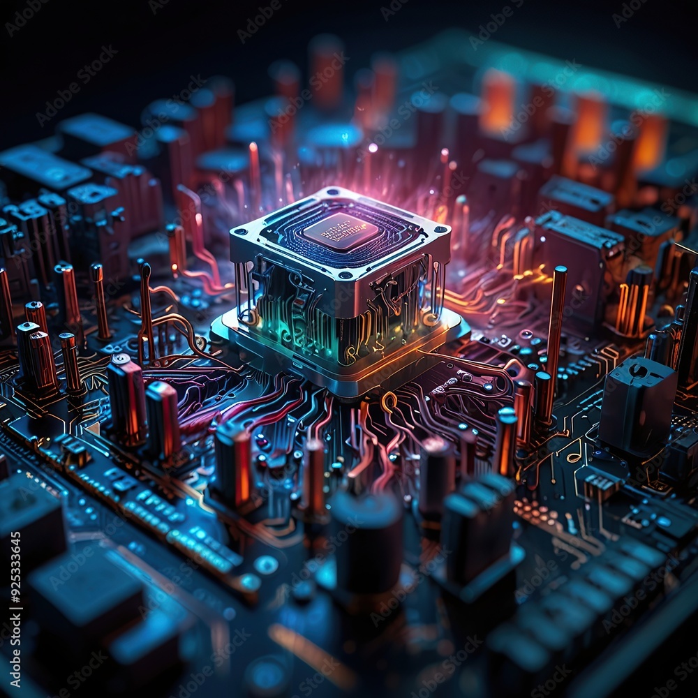 Abstract technology circuit design CPU motherboard of a computer board ...
