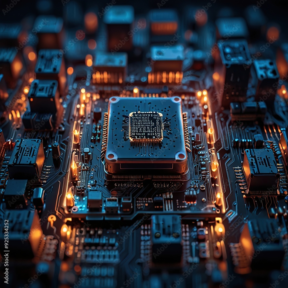 Abstract technology circuit design CPU motherboard of a computer board ...