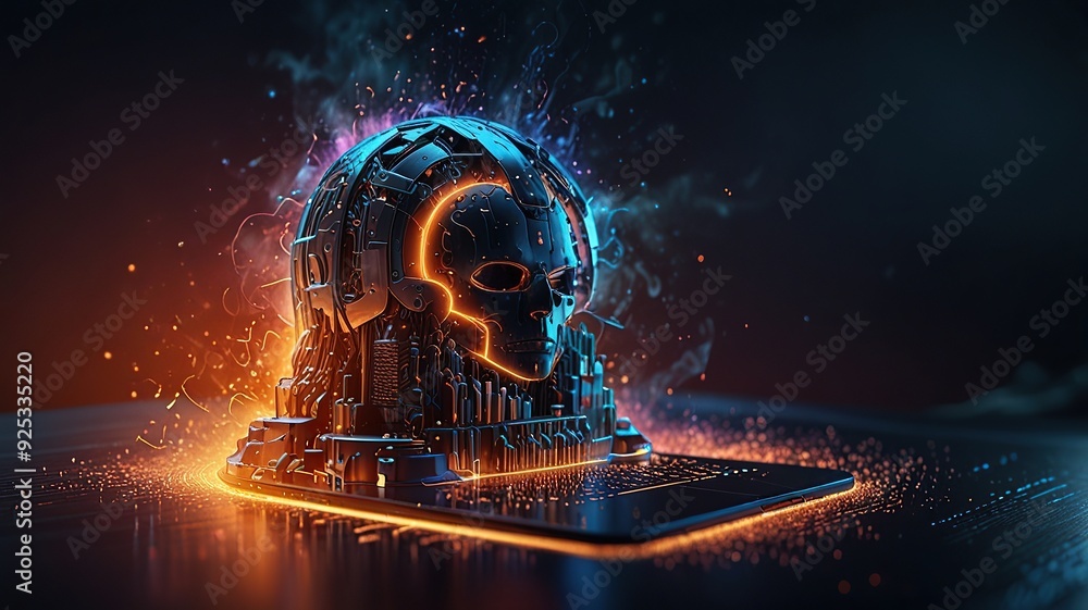 Abstract technology circuit design CPU motherboard of a computer board ...