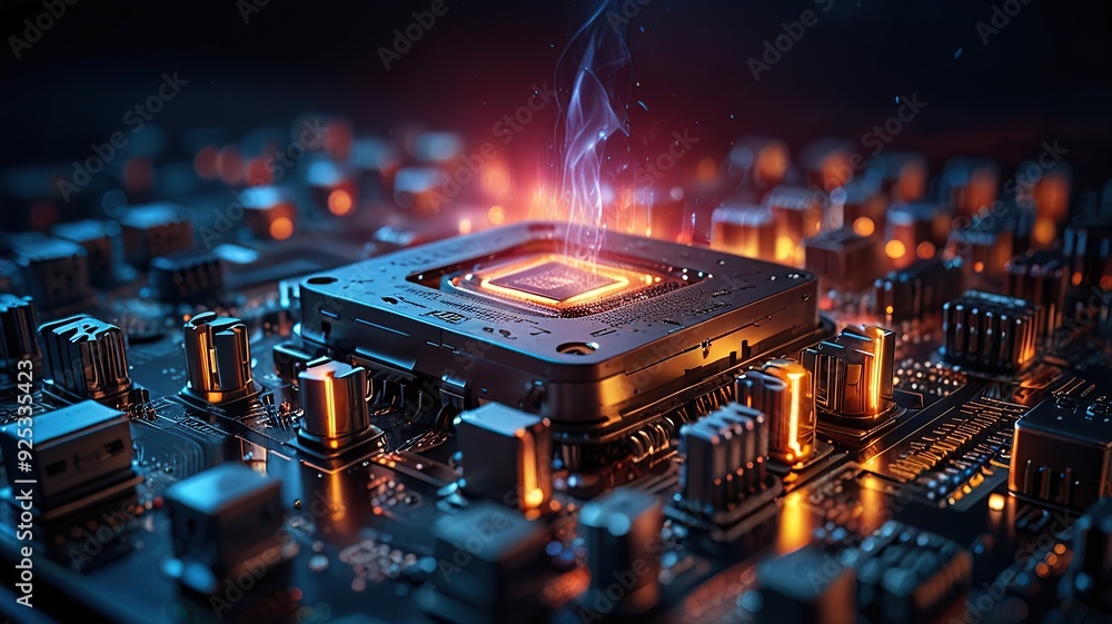 Abstract technology circuit design CPU motherboard of a computer board ...