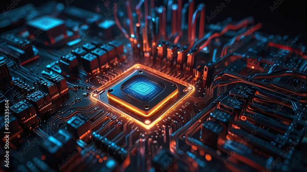 Abstract technology circuit design CPU motherboard of a computer board ...