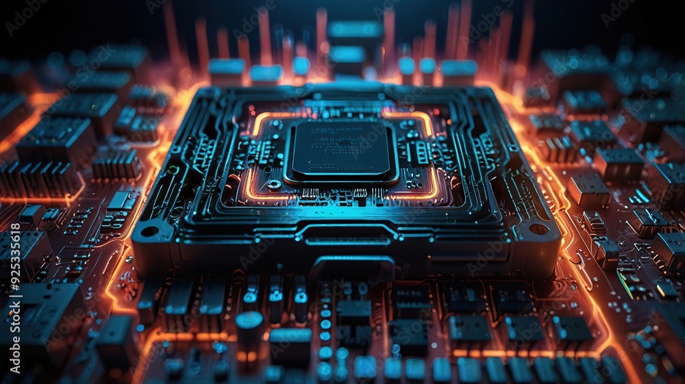 Abstract technology circuit design CPU motherboard of a computer board ...