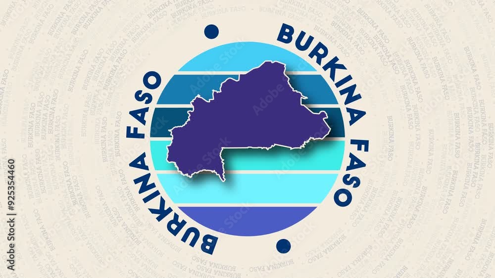Burkina Faso logo intro. Badge with the circular name and map of the ...